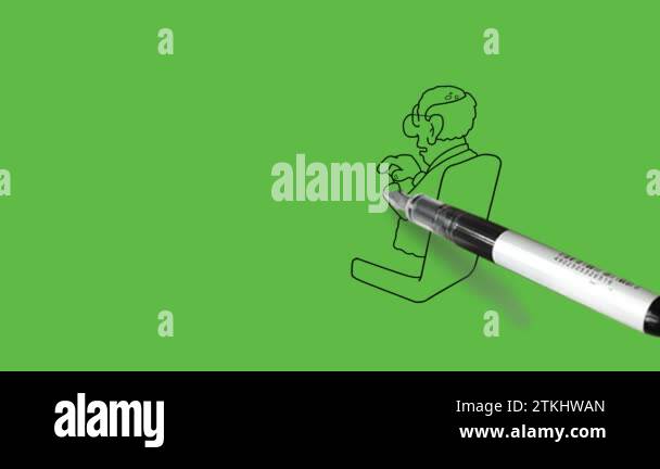 draw two young men sit on chair in front of each other hold calendar in ...