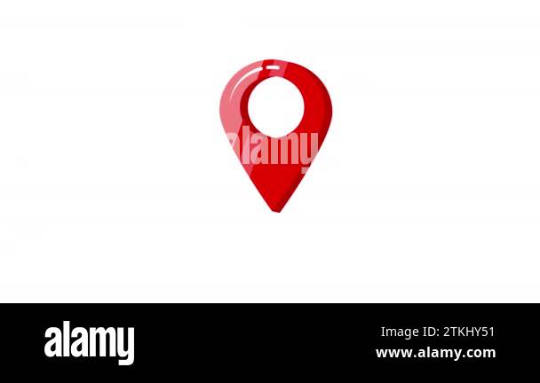 4K Animated Location Icon. 3D Style Map Pointer icon. Flat animation design Isolated on White ...