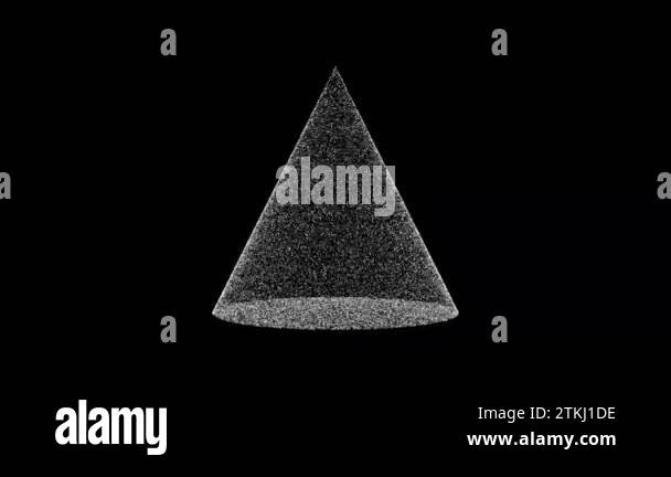 3D white cone rotates on black background. Object consisting of ...