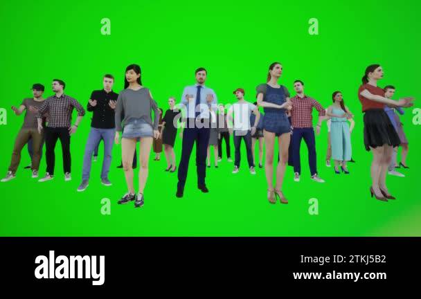 3D animation of the front view of the protesting crowd in Europe ...