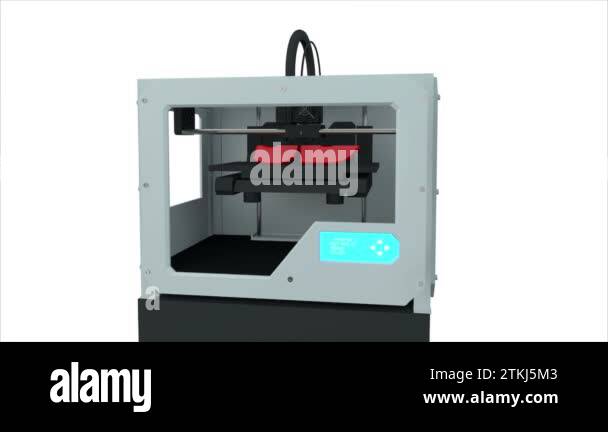 3D printing device creating a 3D text. The whole process is speeded ...