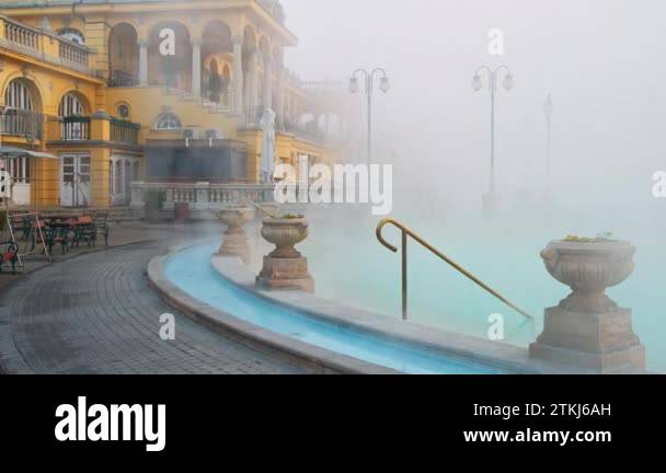 Szechenyi Baths in Budapest in winter, Hungary. Historic Hungarian ...