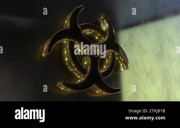 3D Toxic Waste Icon Symbol Golden Yellow Logo Animation Abstract ...