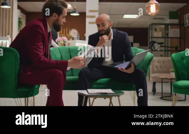 Team exchange management ideas to develop business project, sharing collective expertise ...