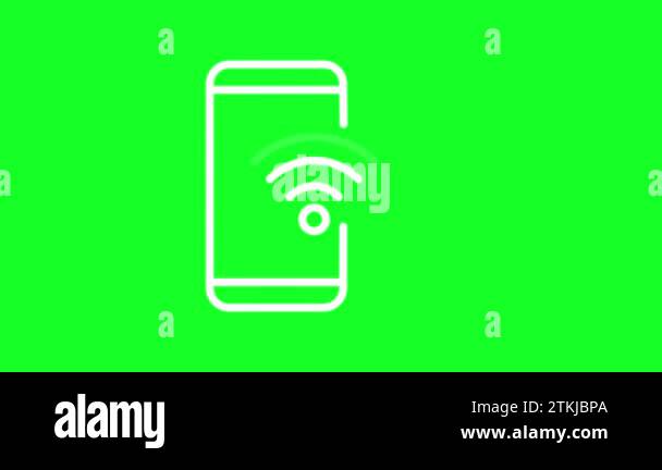 Animated mobile net white line icon. Wireless connection. Loop HD video with chroma key, alpha ...