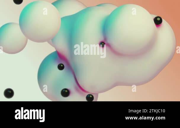 Liquid animated moving white meta ball floating spheres blob drops ...