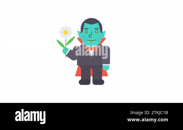 Vampire holding flower and smiling. Alpha channel. Looped animation ...