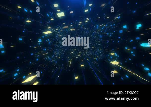 3D 4K Sci-fi Flying futuristic tunnel. Deep tech abstract 3D ...