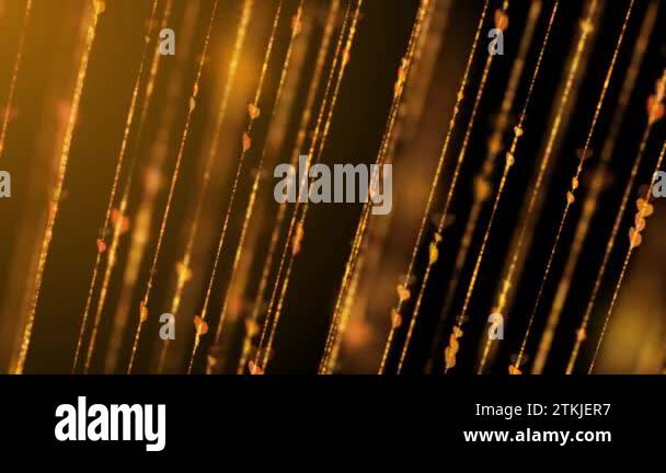 Spinning golden threads with sparkling hearts. Abstract animated ...