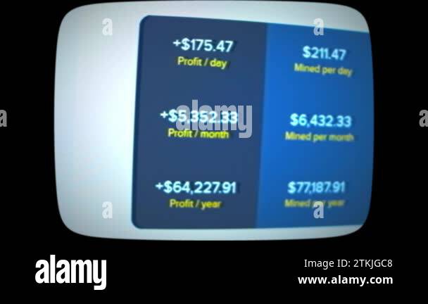 Cryptocurrency mining on a computer screen. The algorithm of the ...