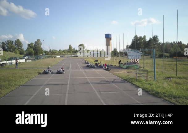 Kiev, Ukraine, race track seagull go-kart on the road Issue Drone view ...