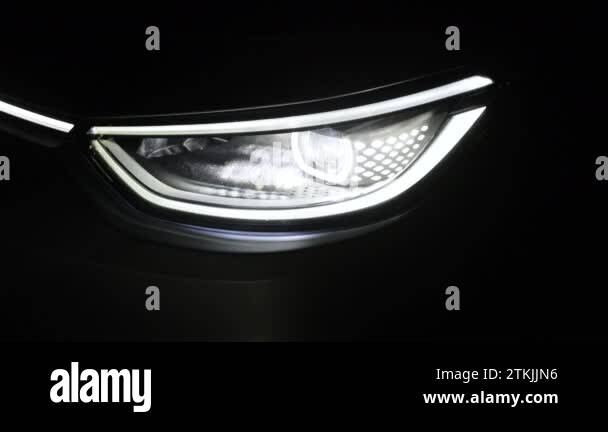 Headlight turning off switching of car LED headlights in night. New ...