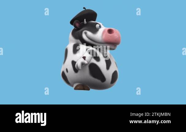 Funny cartoon character french cow talking - 3d animation Stock Video ...