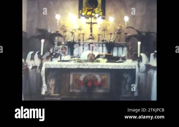 palermo, italy may 1980: A church ceremony of a First Communion with ...