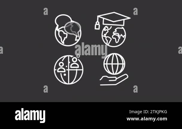 Animated learning white line icons. Online education. Elearning. Loop ...