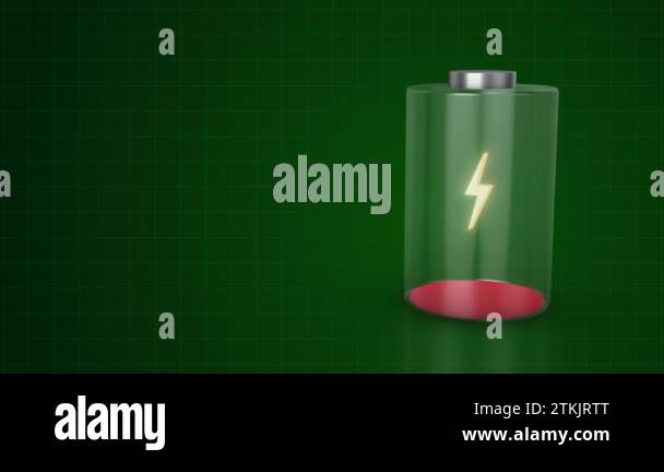 Battery charging animation, changing color from red to green with ...
