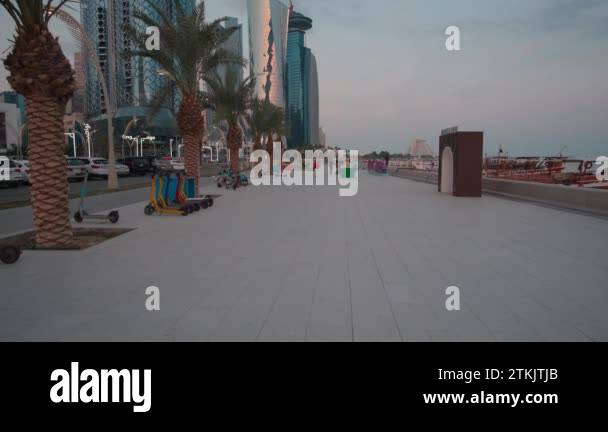 Doha corniche sunset shot showing west bay skyscrapers and the ...