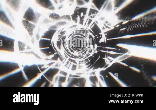 Abstract Black And White Graphic Vortex Tunnel Loop/ 4k animation of an abstract tunnel with ...