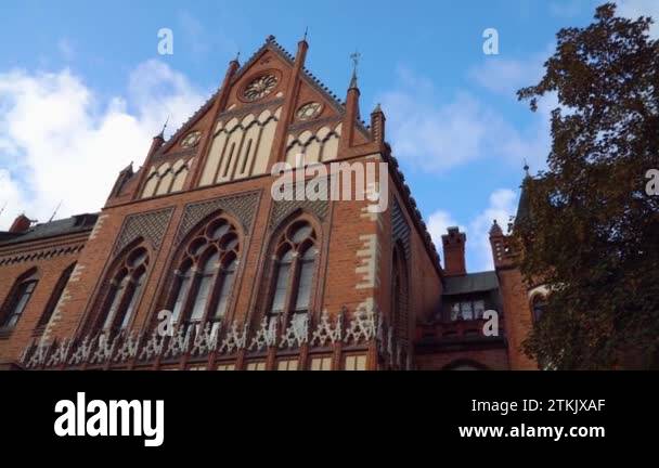 Neo-Gothic style architecture of The Art Academy of Latvia - a red ...