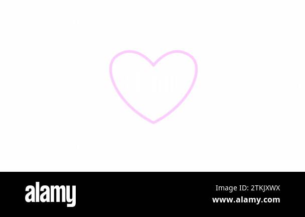 Animated pink symbol of heart pulsation. Looped video of beating heart ...