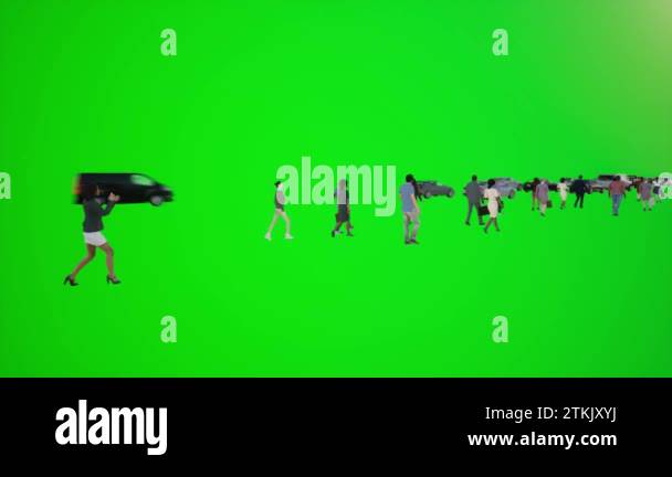 3D animation of people walking along the streets of London Europe ...