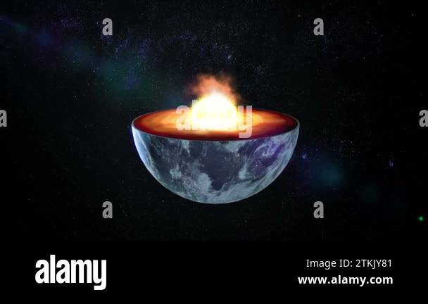 Earth core. inner structure with geological layers. Realistic 3d ...