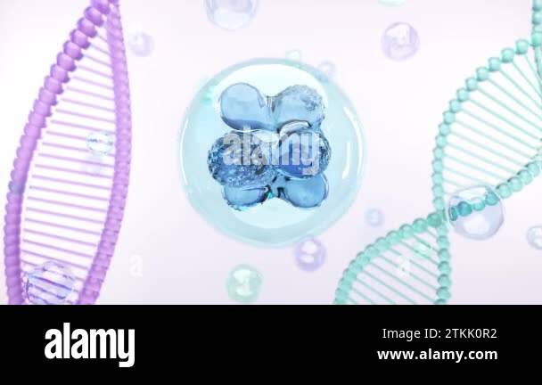 Liquid Bubble with Molecule inside. Moving bubble and DNA molecules ...