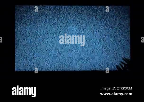 Hands on the background of the noise of the TV scary scene for a horror ...