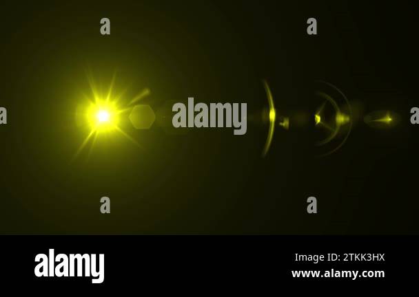 Yellow optical lens flare effect. 4K resolution. Very high quality and ...
