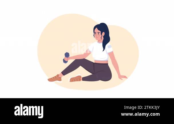 Animated female model lifting weight. Looped flat 2D character HD video ...