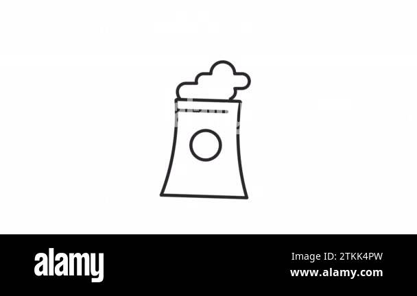 Animated pipe linear icon. Toxic emissions. Industrial contamination ...