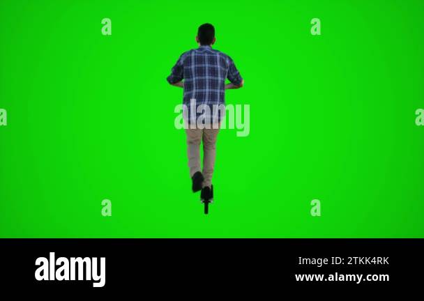 3d green screen an Asian driver riding scooter in the streets of Asia ...