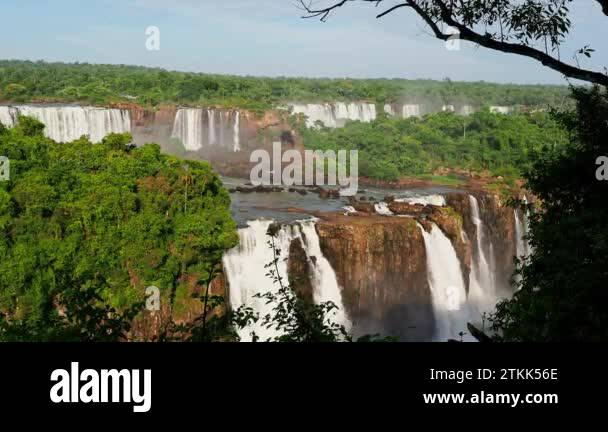 Iguazu Falls, the largest series of waterfalls of the world, located at ...