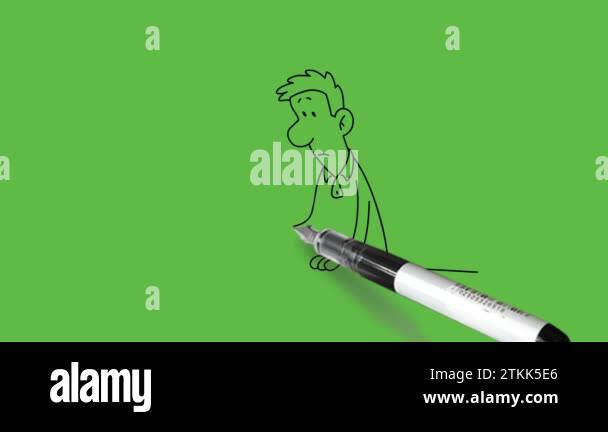 draw young man sit on chair lean forward on table hide his face with ...