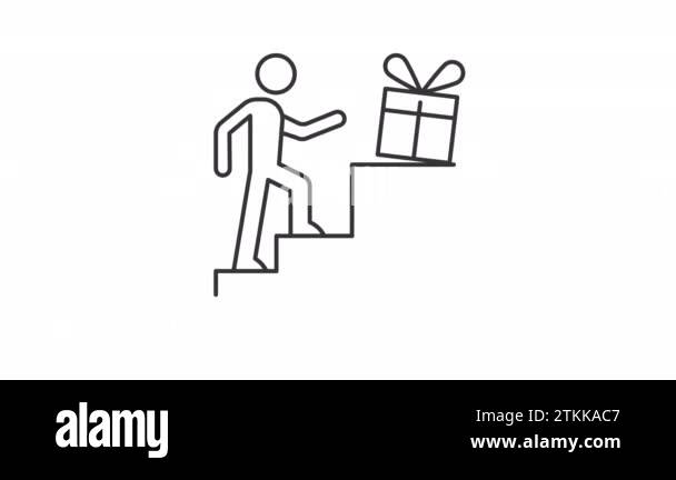 Animated gain present linear icon. Loyalty program for customers. Loyal ...