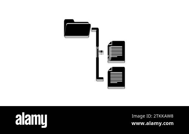 Black Folder tree icon isolated on white background. Computer network ...