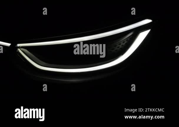 Switched on led matrix lights of luxury car. Car front full led matrix ...