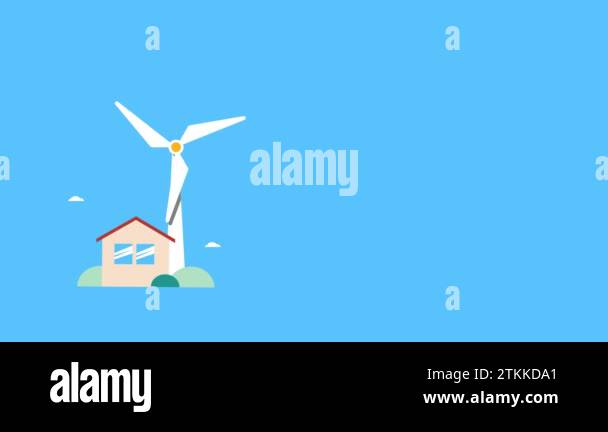 wind turbine animation for new renewable energy concept. loop rotation ...