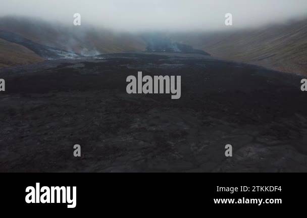 4K Aerial Drone footage of Cold Lava in Fagradalsfjall active volcano ...