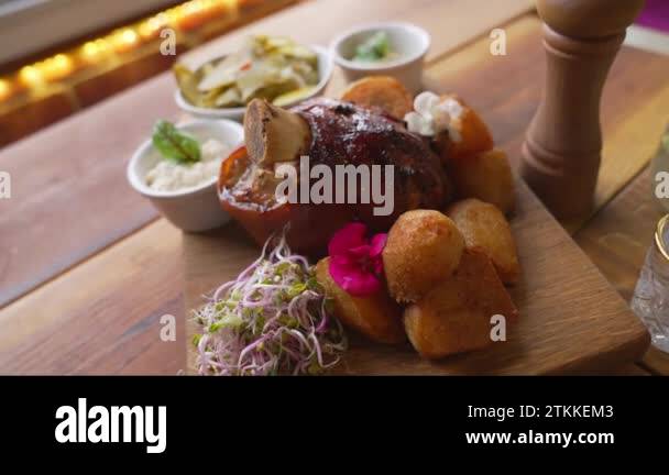 Traditional Polish cuisine - golonka - roasted pork knuckle served in ...