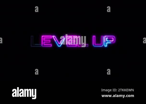 Loop Level Up blue pink neon text effect illustration on Black ...