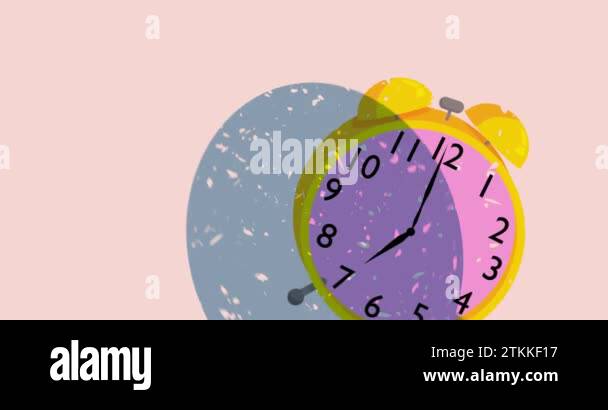 Risograph Alarm Clock with speech bubble and geometric shapes animation ...