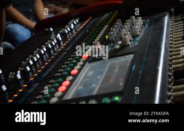 working of Sound wave digital equalizer on sound mixer screen Stock ...