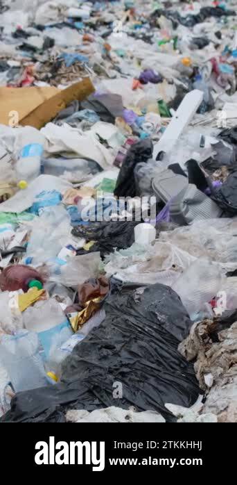 Plastic waste dump with large plastic waste. Ecological disaster, toxic ...
