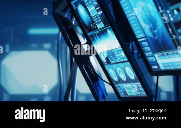 Futuristic spaceship control panel interface. Spacecraft digital ...