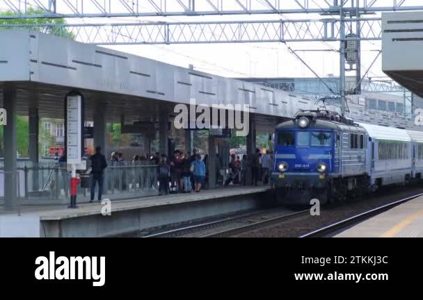 Gdansk Poland July 2022 PKP intercity train going to Gdansk Glowny railway station. Long ...