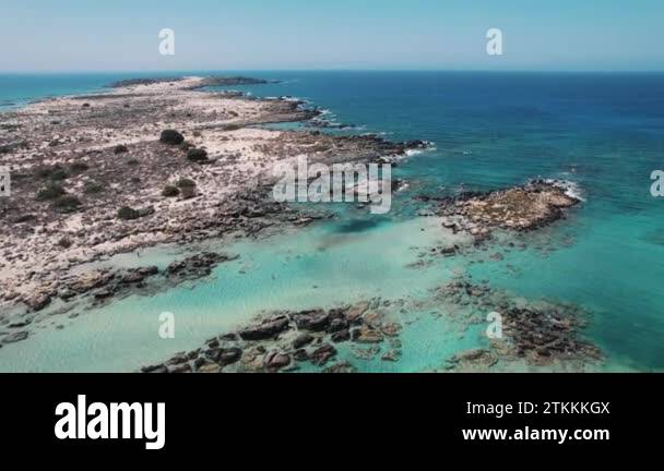 Stunning natural view of famous Elafonisi beach in Crete. Aerial ...