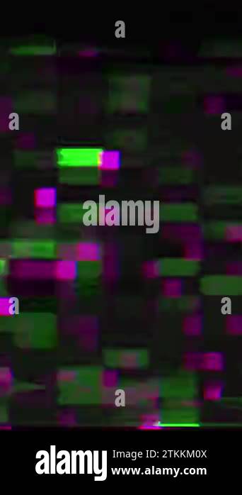 Vertical video. Glitch noise analog distortion. Frequency error. Purple ...