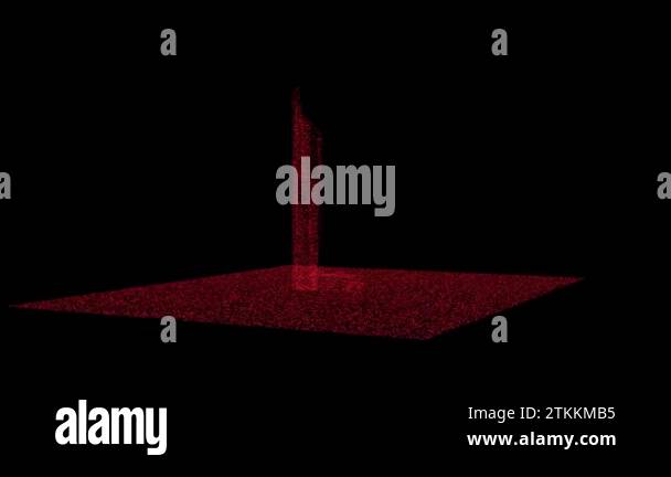3d Al Hamra Tower Rotates On Black Background Object Consisting Of Red Flickering Particles 60