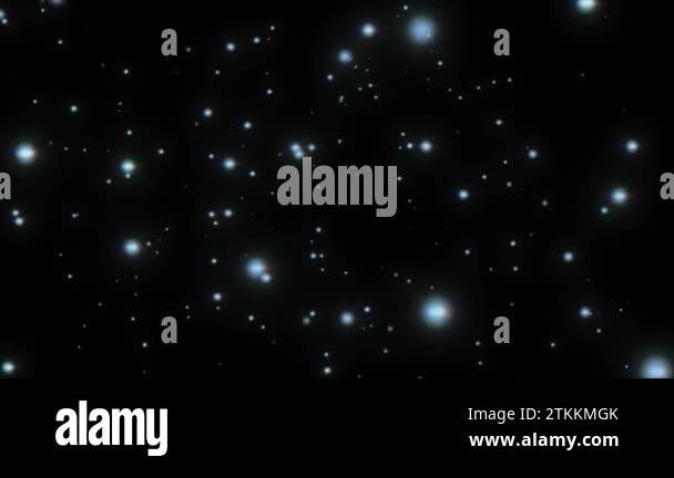 4K Video footage Motion of stars animation on black background. Night stars sky with twinkling ...